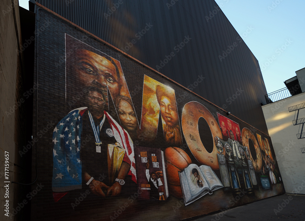 Raleigh, NC - USA - 10-28-2023: The Levelle Moton mural by artists Adam ...