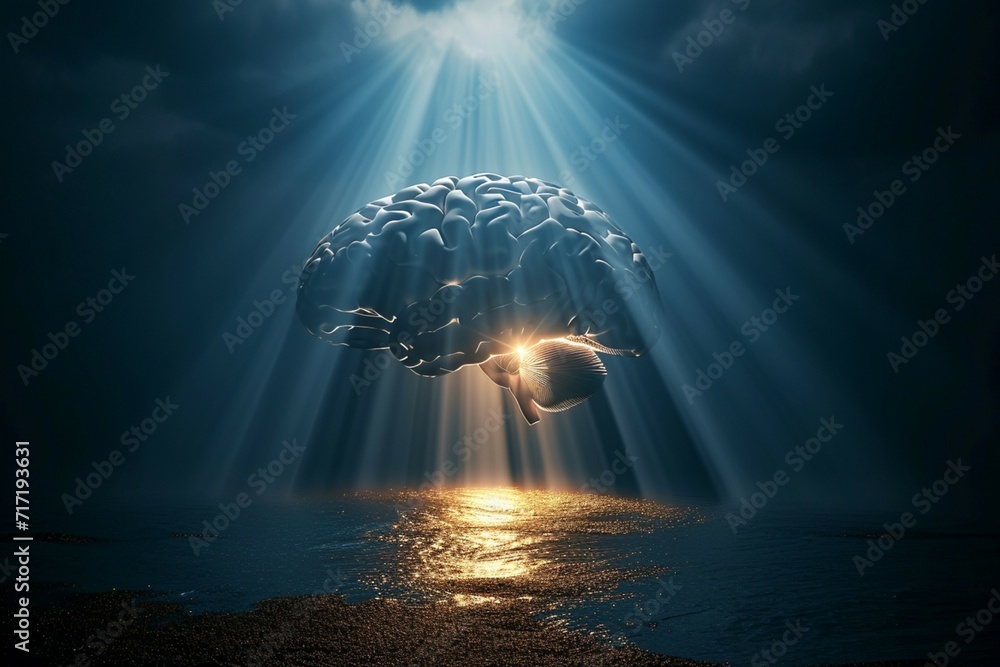 Mind enlightenment A radiant light beam signifies the acquisition of ...