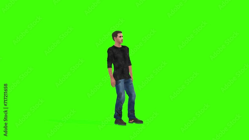 3D young boy cartoons standing with stylish posing 360 degrees rotating ...