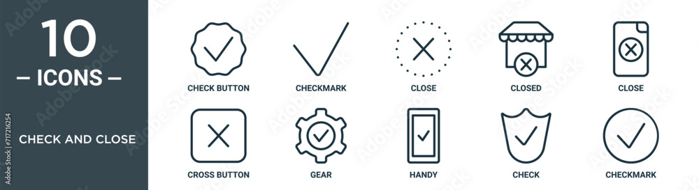 check and close outline icon set includes thin line check button ...