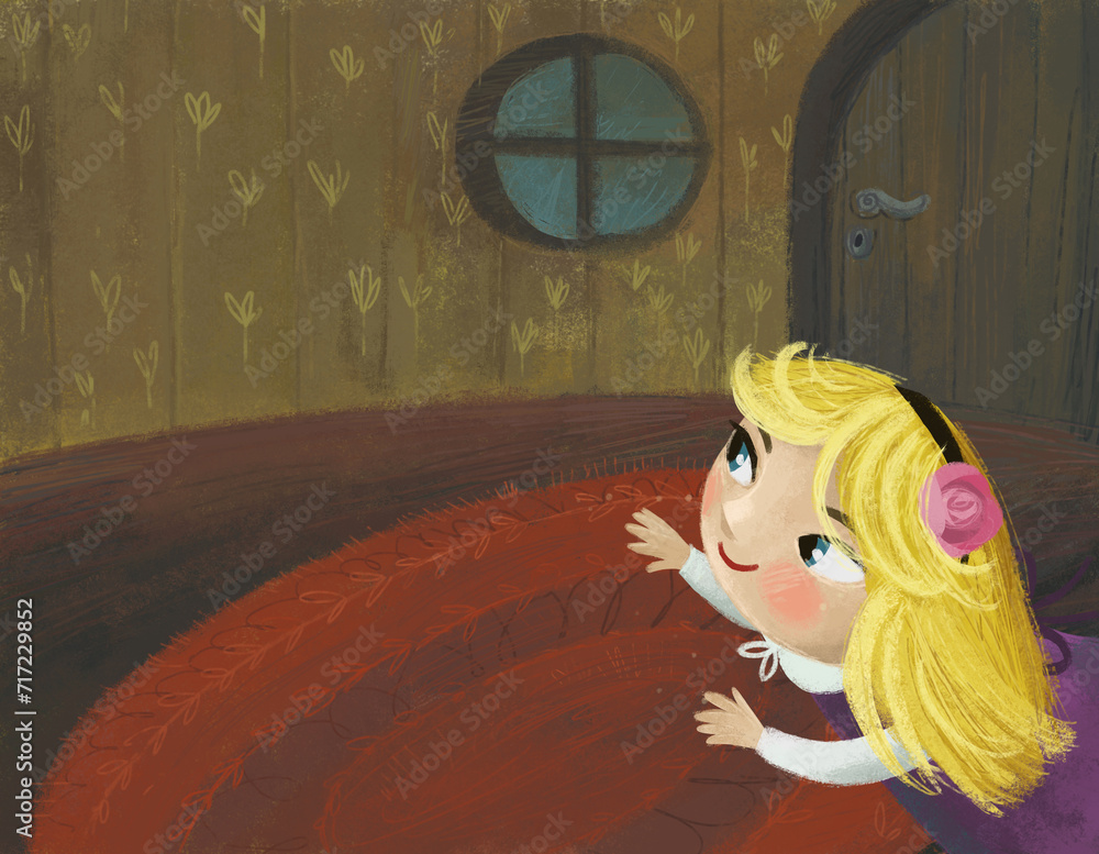 cartoon scene in the hidden room of some cosy house like house with ...