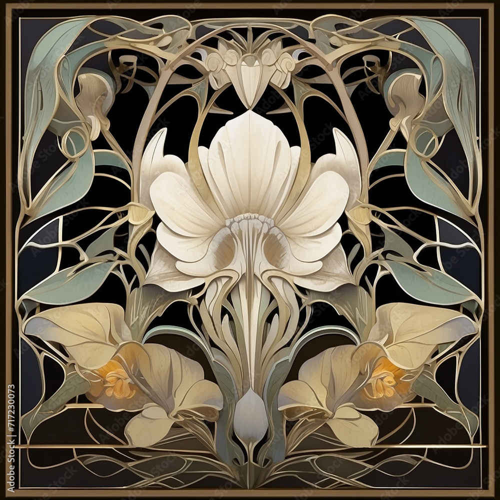 Revive Art Nouveau. Utilize AI to reimagine this ornate style, blending ...
