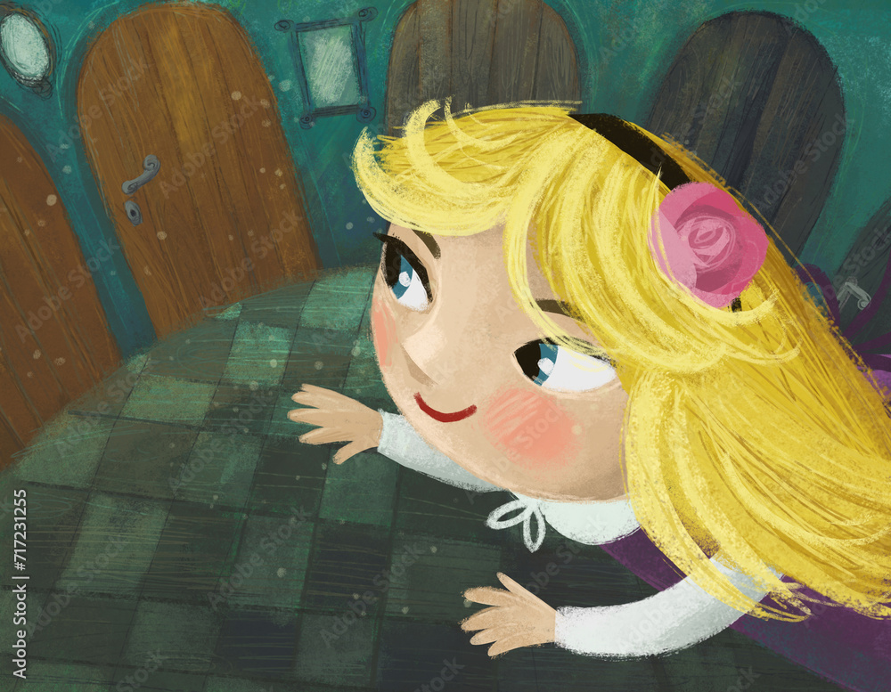 cartoon scene in the hidden room of some castle like house with lots of ...