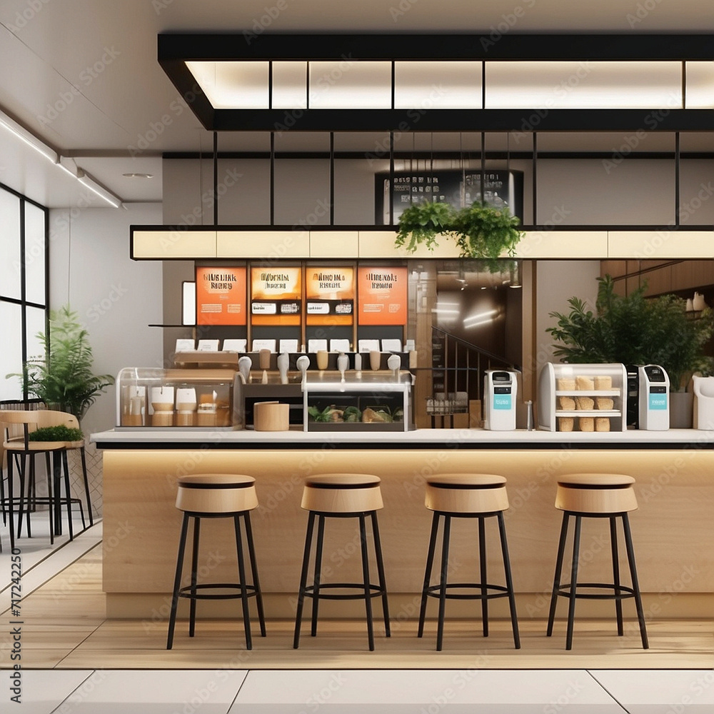 Design a self-service cafe interior. Use AI for efficient layouts ...