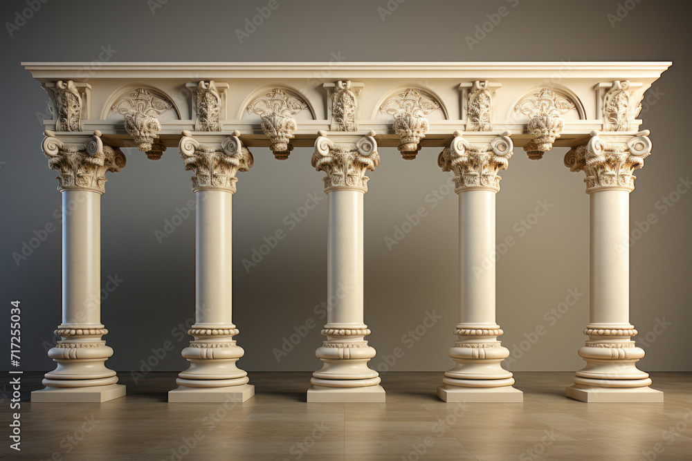A symmetrical arrangement of architectural columns illustrates the ...
