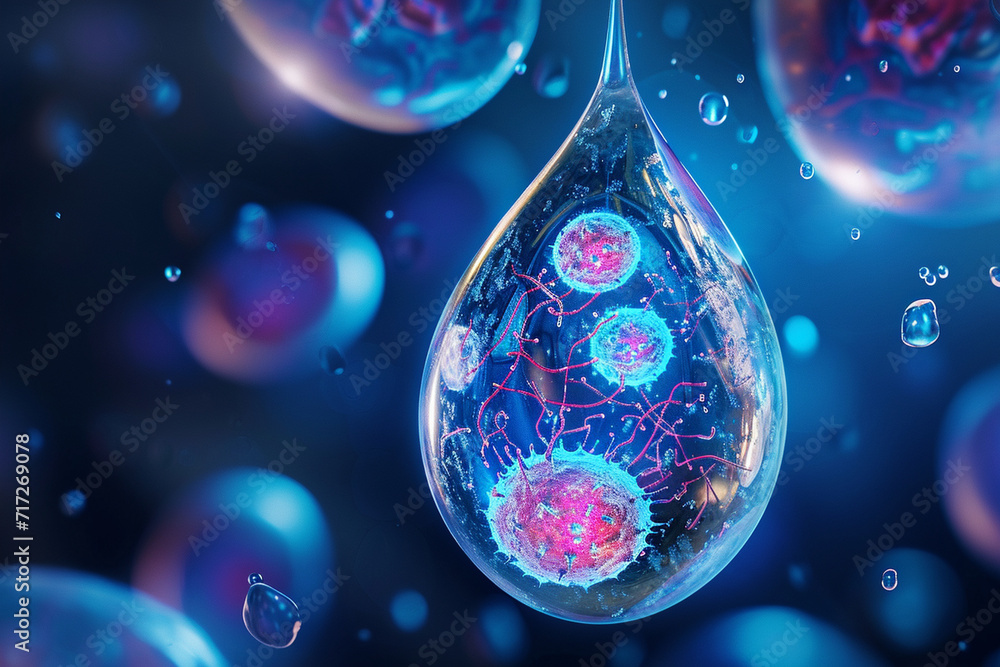 An illustration of bacteria inside a droplet of water Stock ...