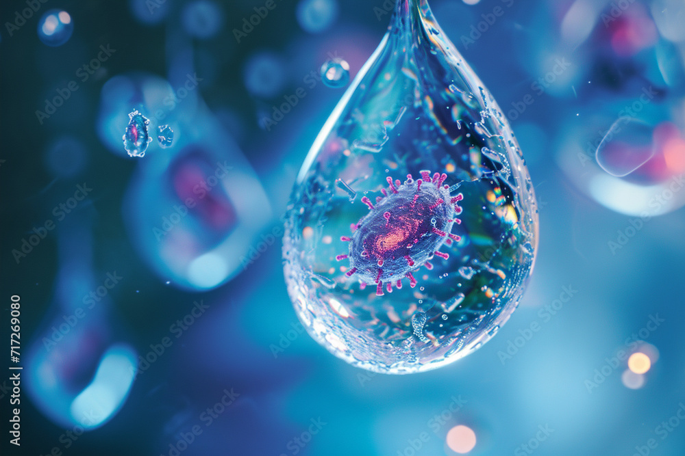 An illustration of bacteria inside a droplet of water Stock ...