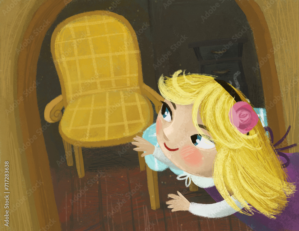 cartoon scene in the hidden room of some cosy house like house with ...