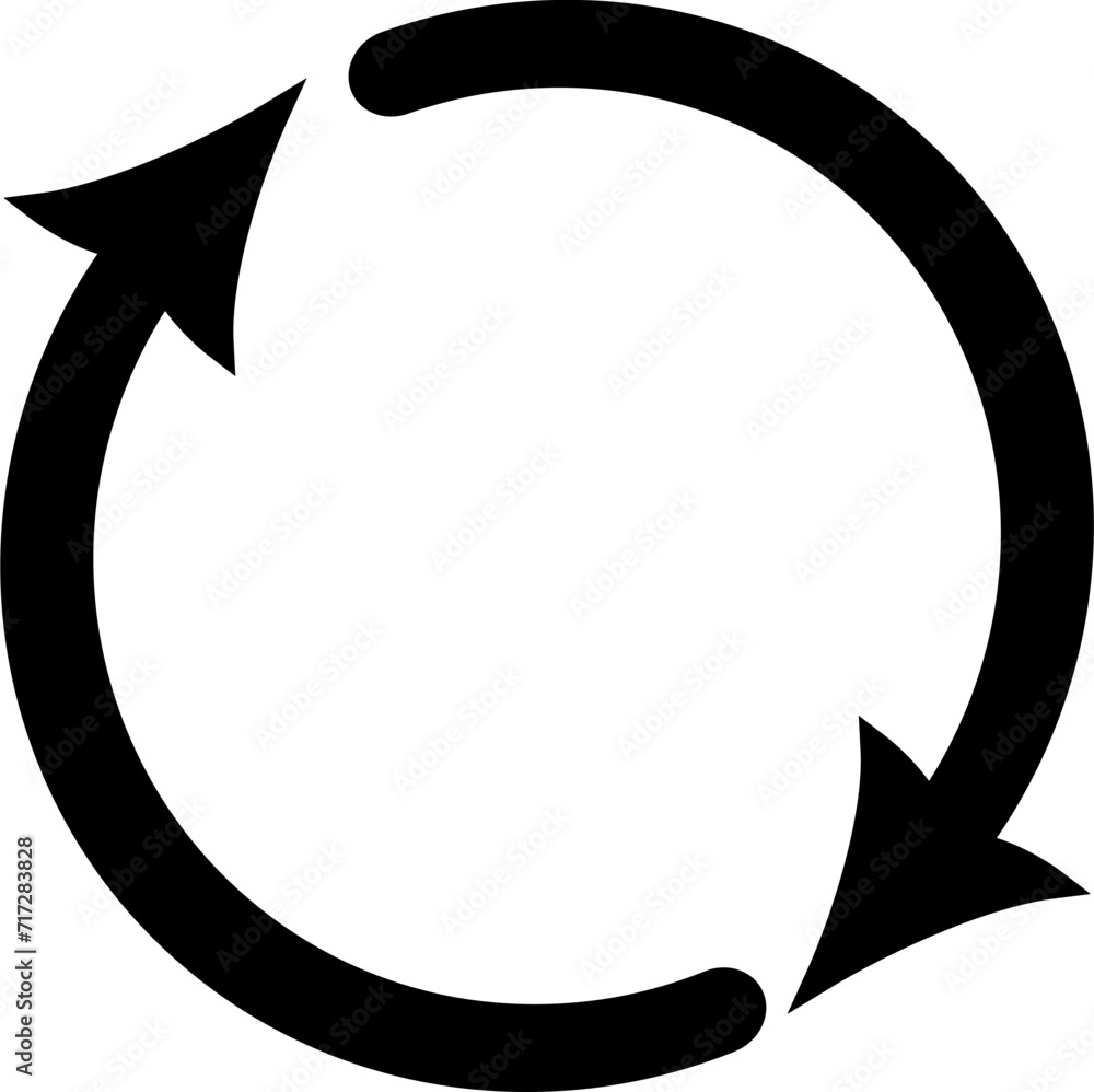 Curved arrow sign rotation icon reload symbol. Reload sign, direction button icon. Rotation ...