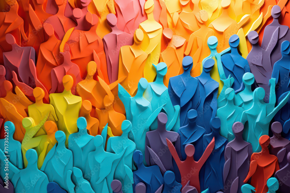 Group Unity: a Vibrant Paper Artwork Celebrating Diversity and ...