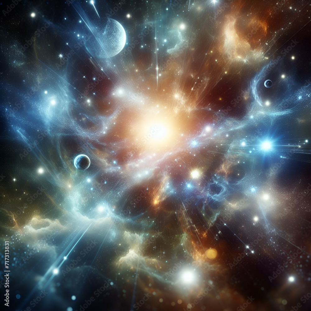 Big Bang Early Universe Abstract Starry Space with Shining Star Dust ...