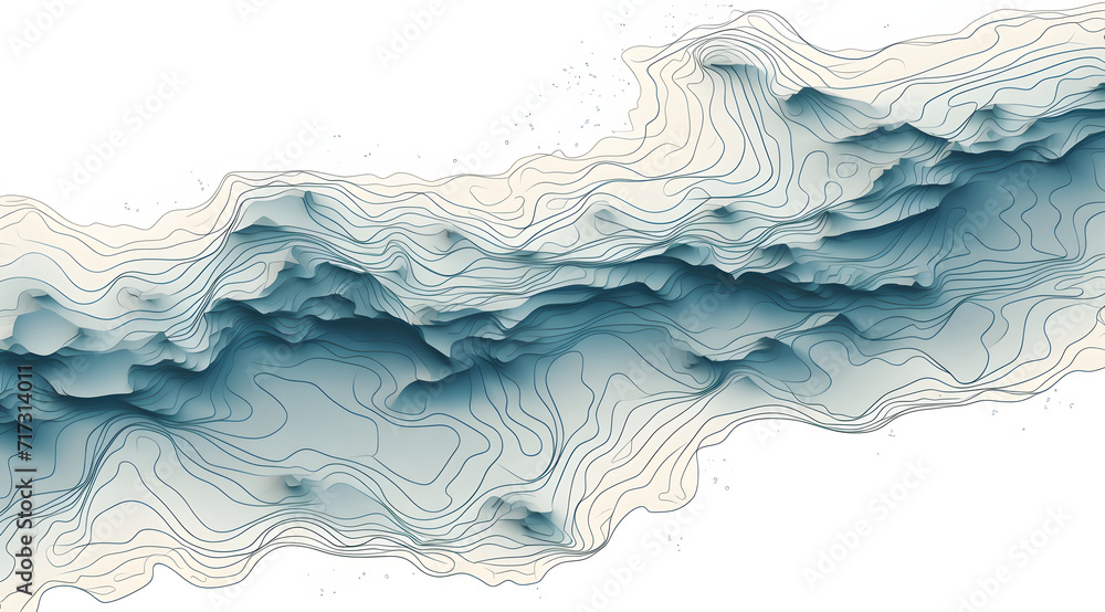 Cerulean Artistic Topographical Ocean Map Stylized Sea Depth Isolated ...