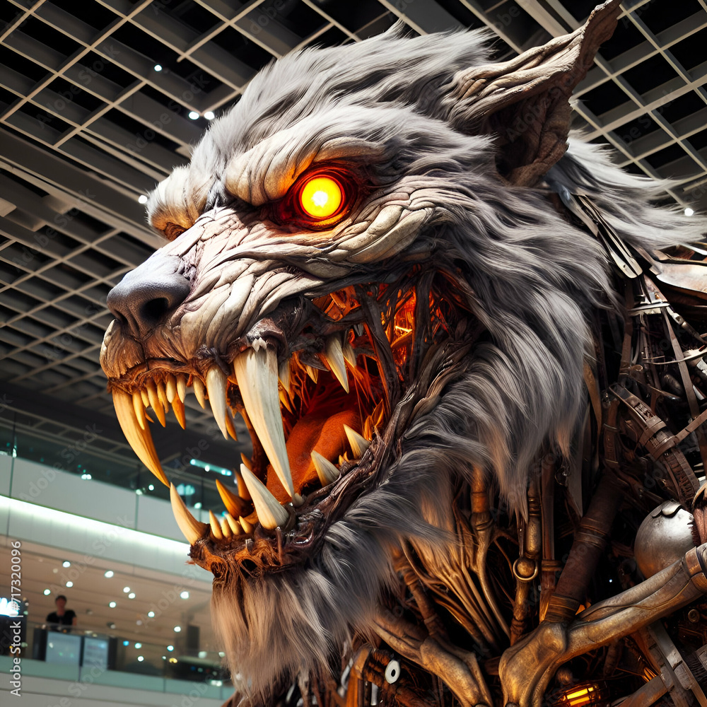 A Scary Terrifying Ravaged Blood Red Thirsty Werewolf Wolf Man Head ...