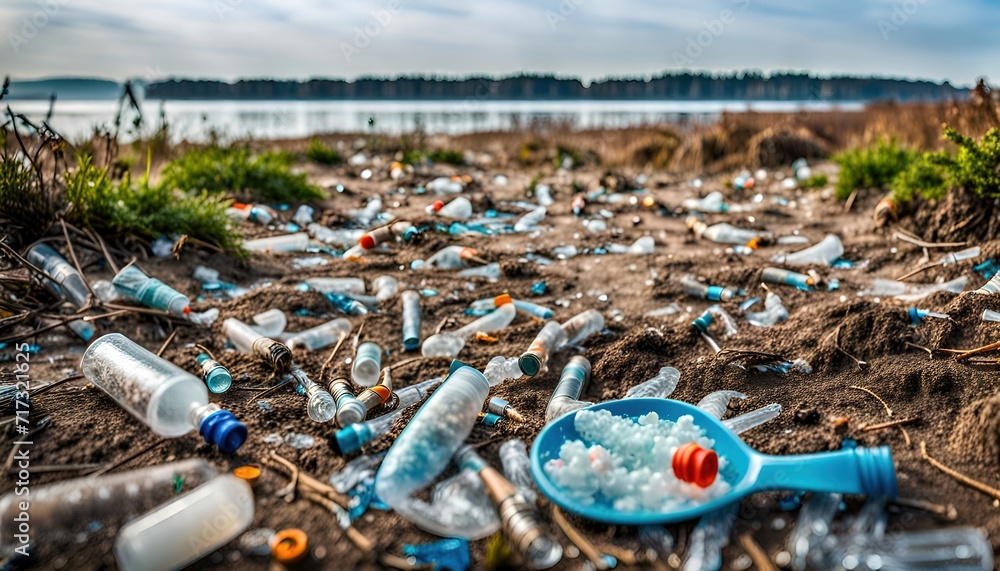 Used weathering and differently colored plastic parts and plastic ...