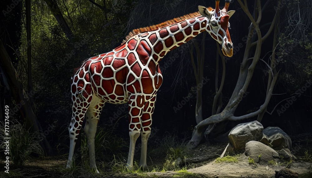 Artistic Encounter with Wildlife - A Unique Giraffe with a Patterned ...