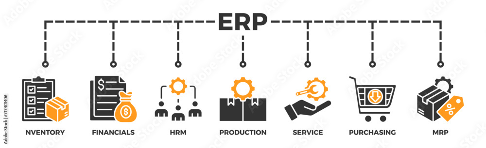 ERP banner web icon glyph silhouette for enterprise resource planning ...