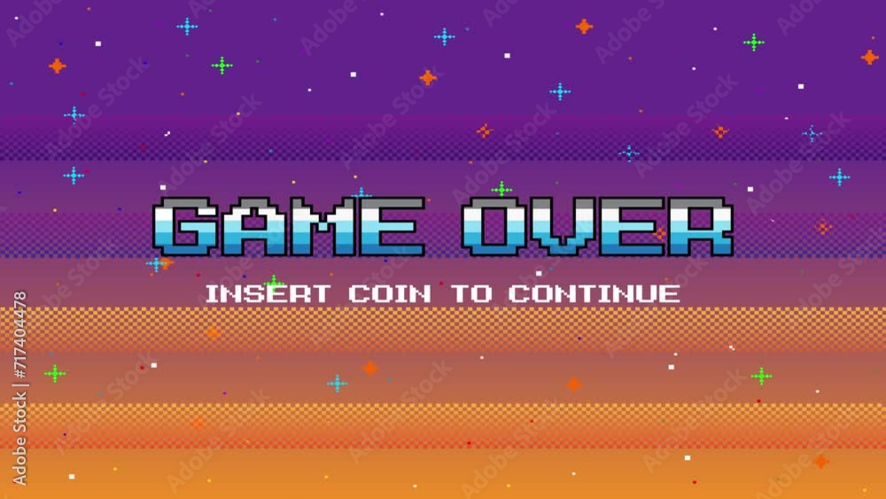 GAME OVER INSERT A COIN TO CONTINUE .pixel art .8 bit game. retro game ...