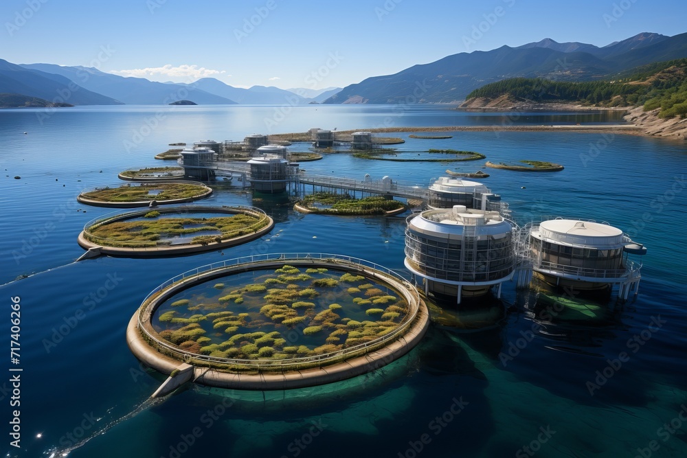 Modern fish farm with recirculating aquaculture systems, Generative AI ...