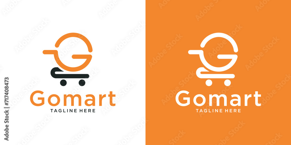 G letter logo design with shopping trolley icon combination. Go mart logo, shopping logo ...