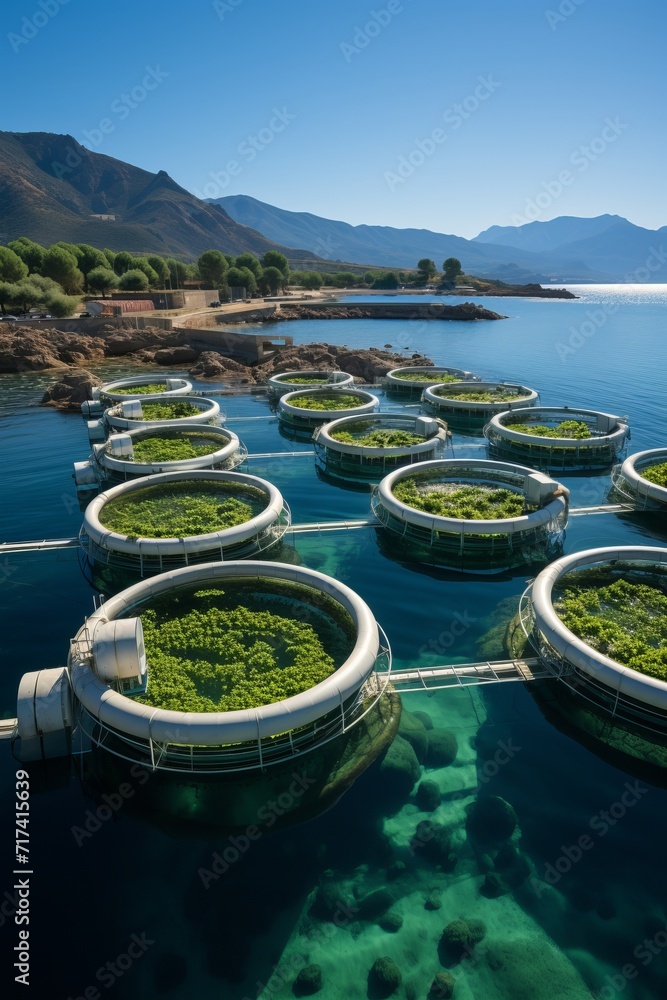 Modern fish farm with recirculating aquaculture systems, Generative AI ...