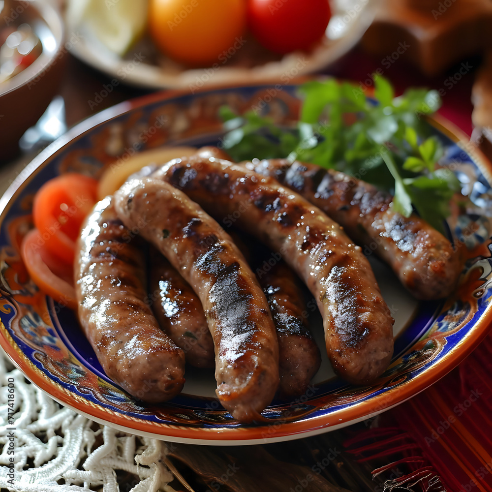 Foto de Prompt Serbian cevapi, grilled meat sausages, no frills, in a ...