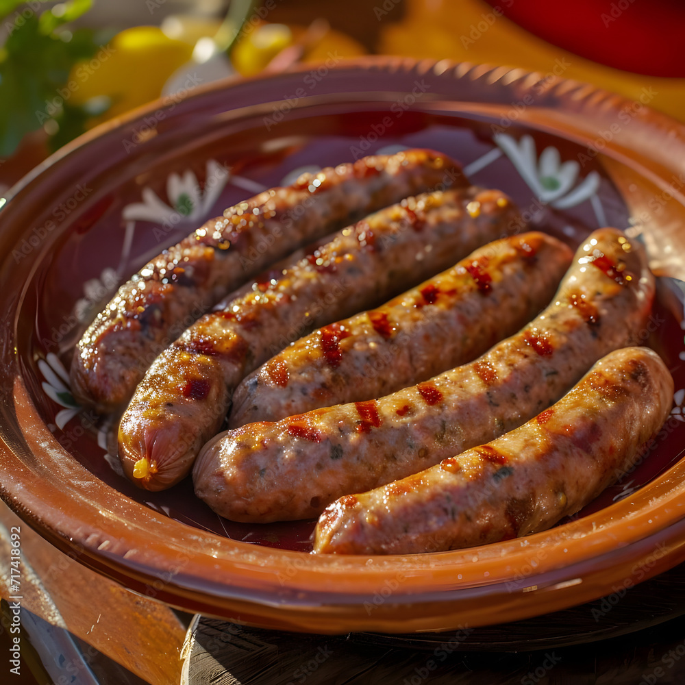 Foto de Prompt Serbian cevapi, grilled meat sausages, no frills, in a ...