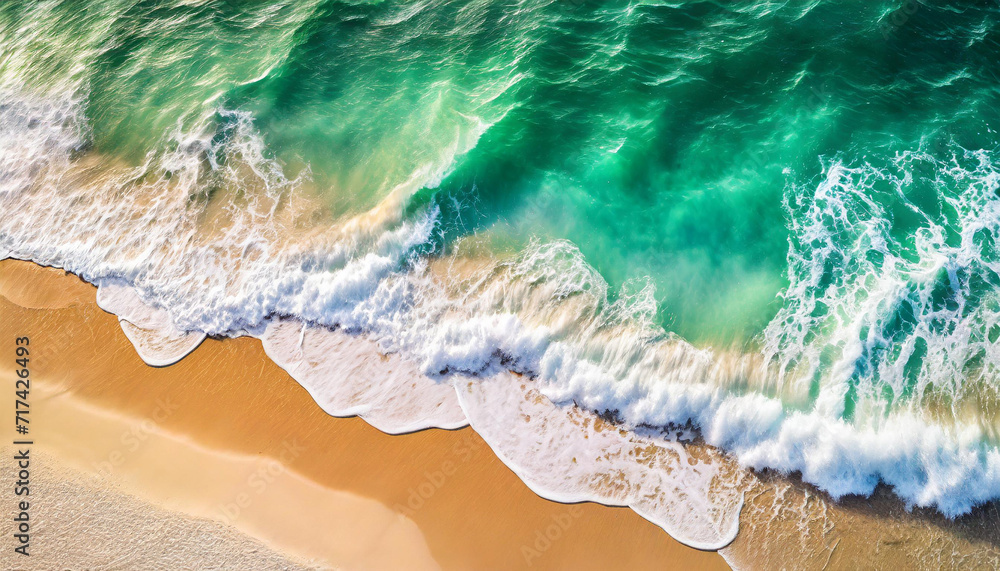 Vibrant tropical beach scene with azure waves, powdery sand, and foamy ...