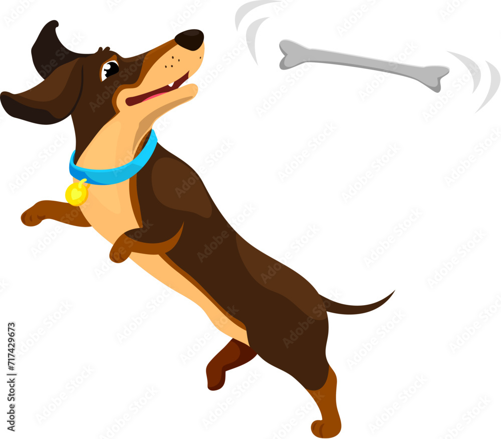 Cartoon dachshund dog puppy character, with ears perked and tail ...