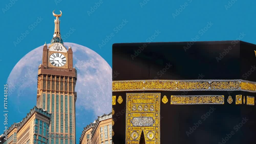 Vidéo Stock Timelapse of Holy mosque of Mecca and Makkah Clock Royal ...