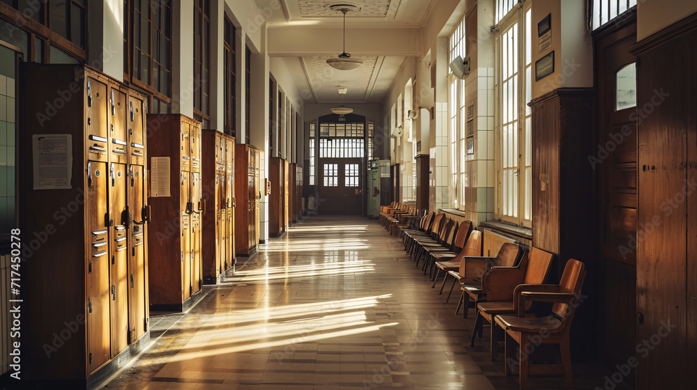 Foto de Discover the Refined Beauty of a Lengthy School Corridor ...