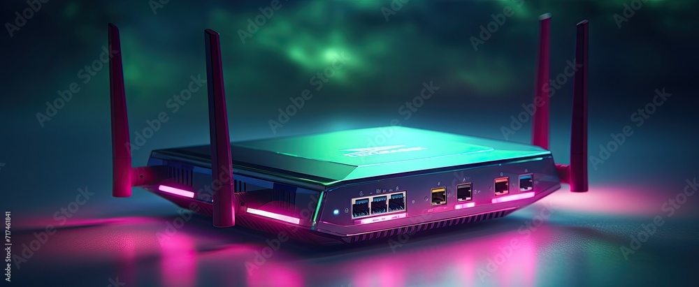 A modern and secure home network facilitated by a high-speed 5G next-generation router. Stock ...