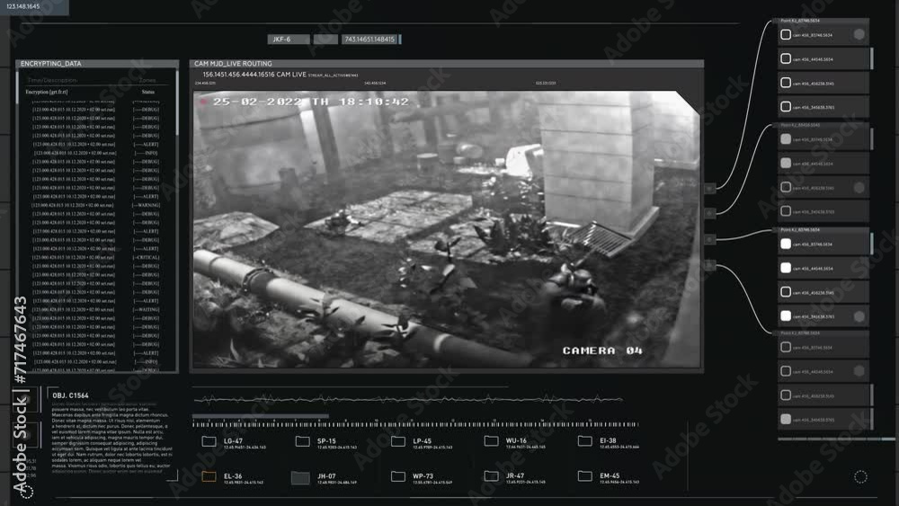 Software interface observing the army troops on a battlefield. Army system interface watching ...
