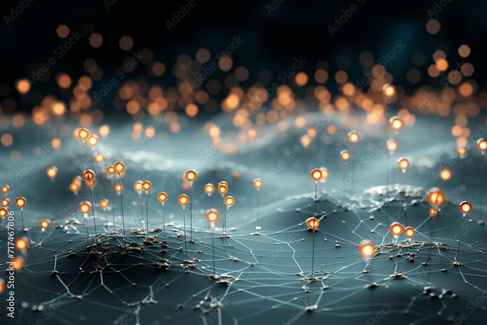 An Abstract Depiction Of Electronic Synapses With Fine Silver Threads