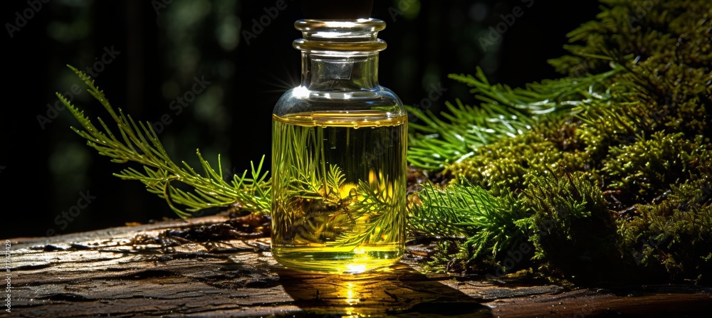 Detailed process of extracting essential oils from conifer trees. Space ...
