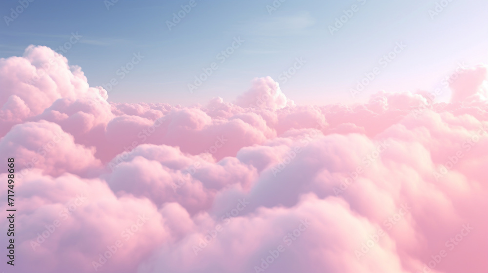 Soft pink clouds spread across the sky, creating a dreamlike and serene ...