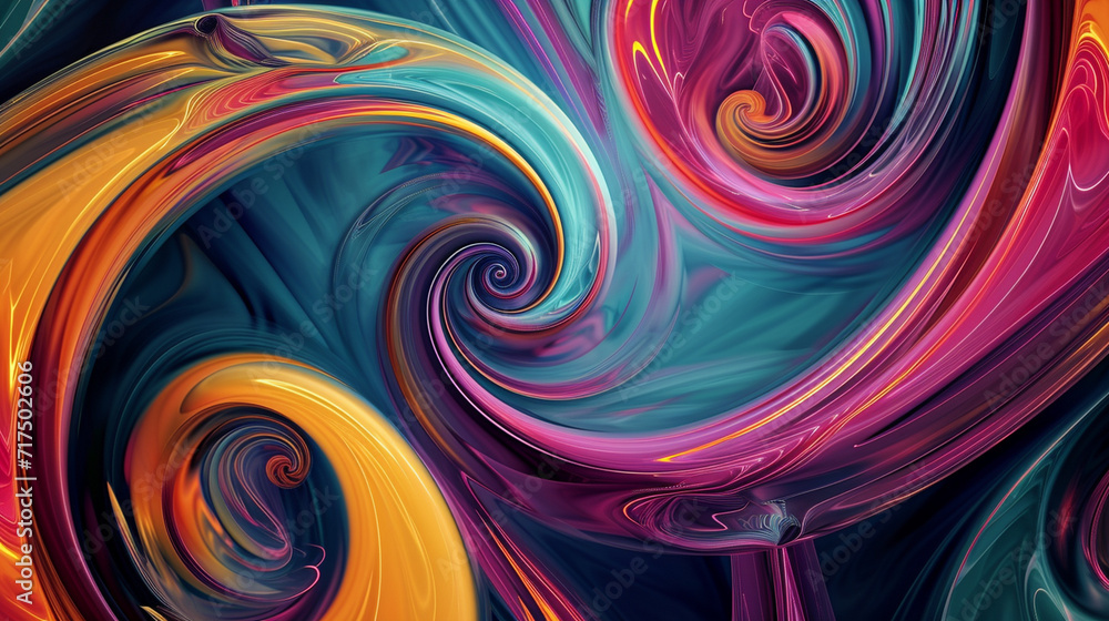 Abstract composition of whimsical swirls and loops forming a dynamic ...