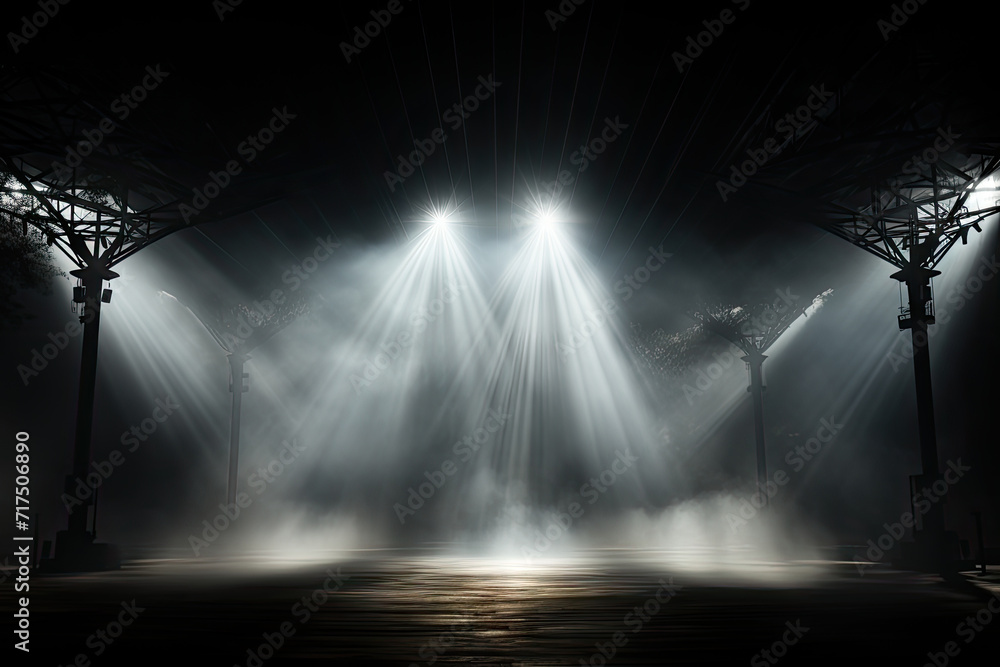 empty stage with black gray spotlights, Artistic performances stage ...