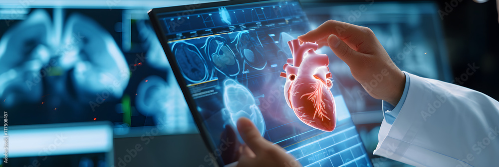 Cardiologist doctor examine patient heart functions and blood vessel on ...