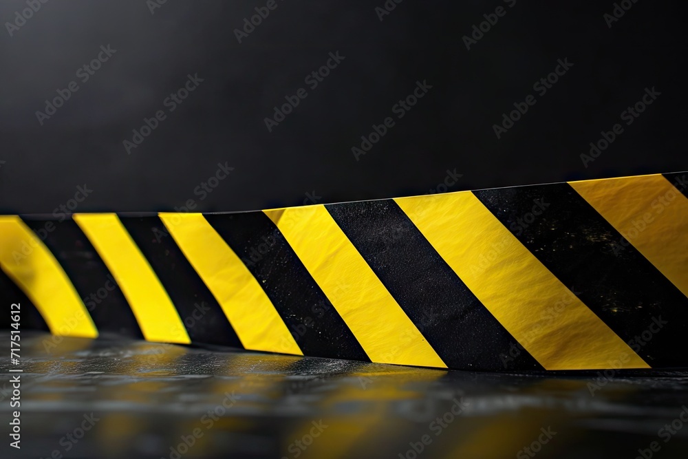 Tape with black and yellow stripes indicating a restricted area ...