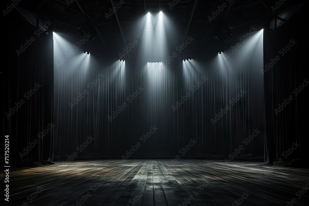 empty stage of black lights on the stage,Empty stage with monochromatic ...