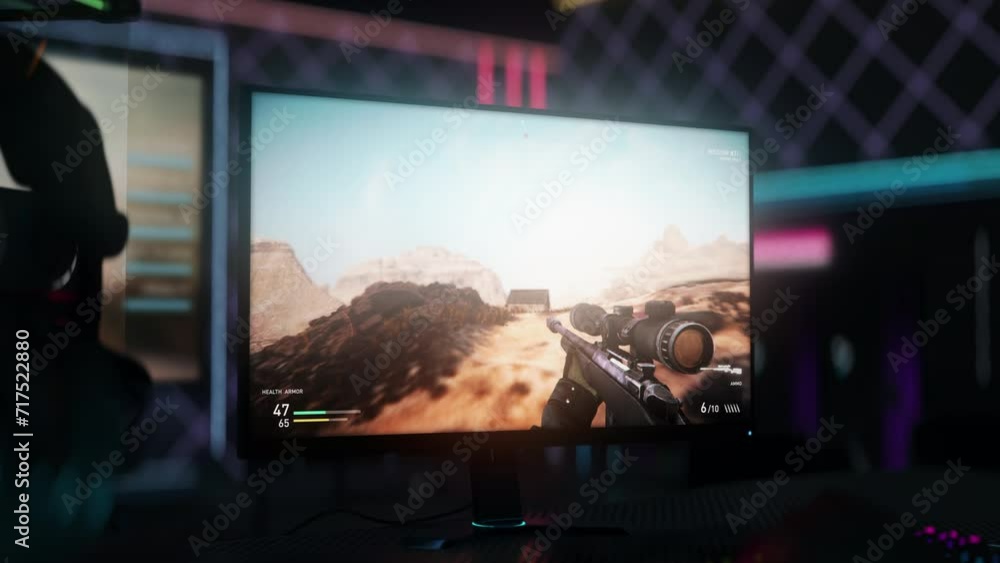 Vidéo Stock Challenging level of the pc video game set in the desert ...