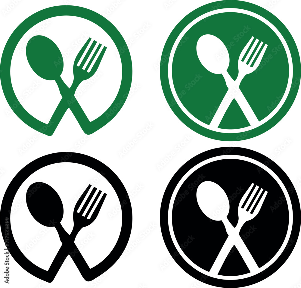 Cooking logo icons. Fork and spoon isolated vector illustration, Vector ...