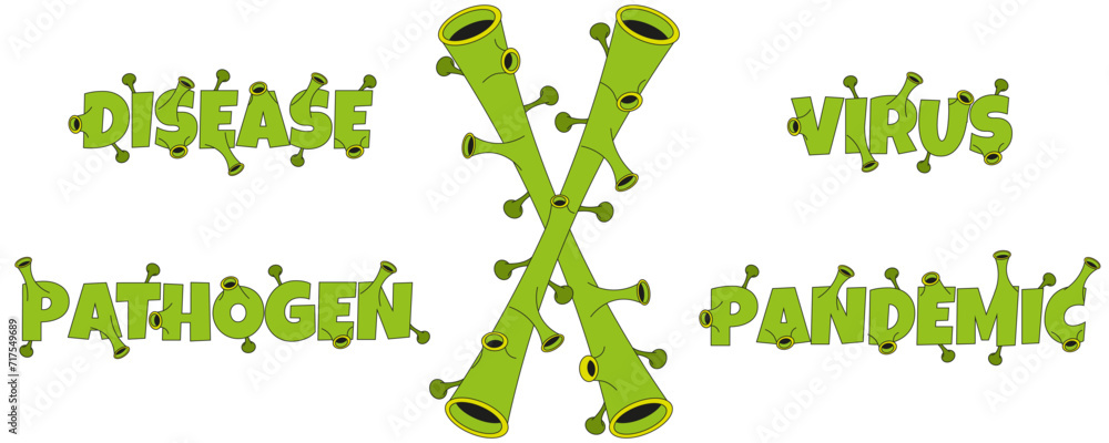 Disease X icons collection. Set Disease X calligraphy text isolated ...