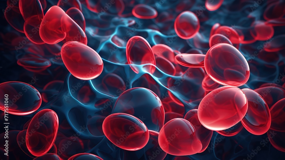An illustration of red blood cell plasma inside a blood vessel ...