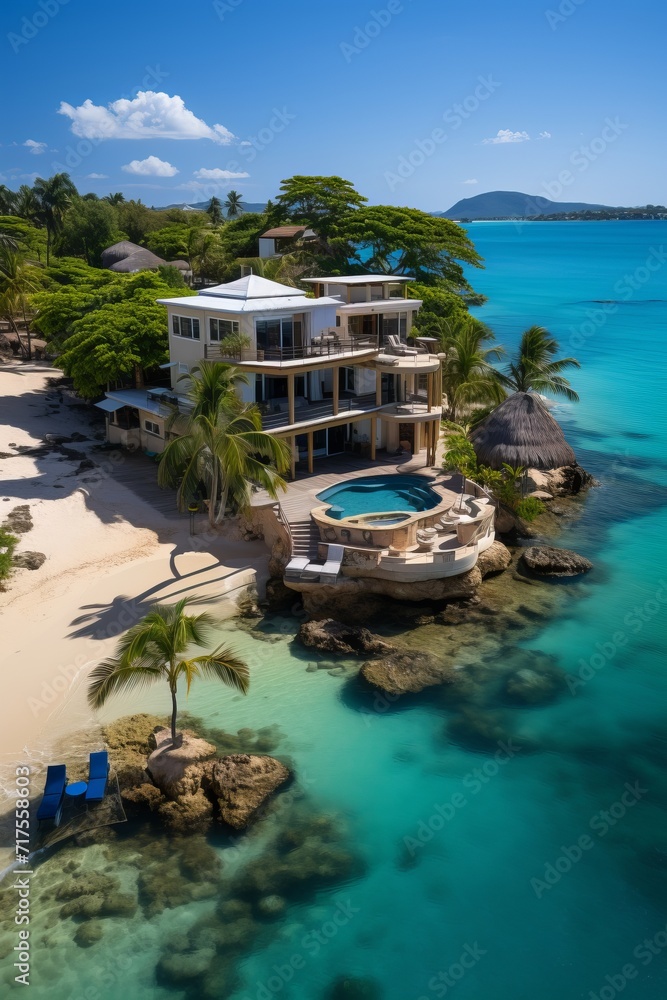 Private island resort in the Caribbean, complete with white sandy ...