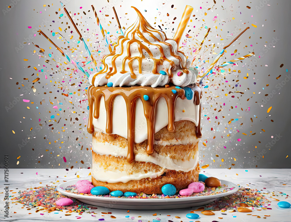 Pop Art Delight - Photorealistic illustration of a caramel milkshake ...