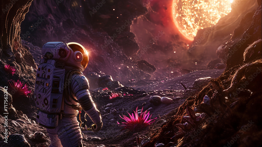 A photograph of an astronaut conducting a space experiment inside a ...