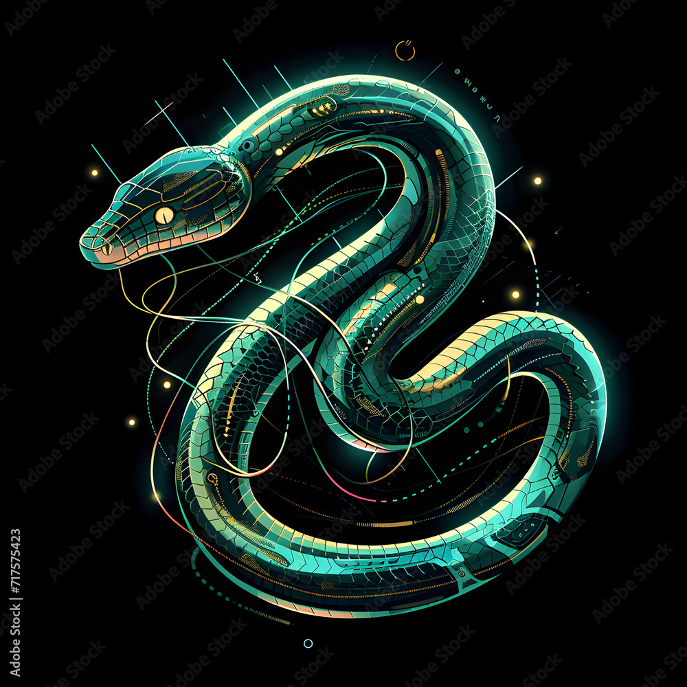 tech-savvy snake logo, blending the serpentine form with futuristic ...