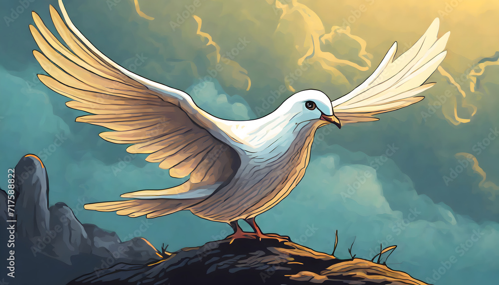 White dove in one continuous line drawing. Bird symbol of peace and ...