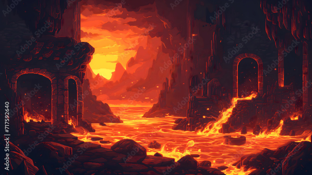 destruction of buildings due to fires originating from volcanic lava ...